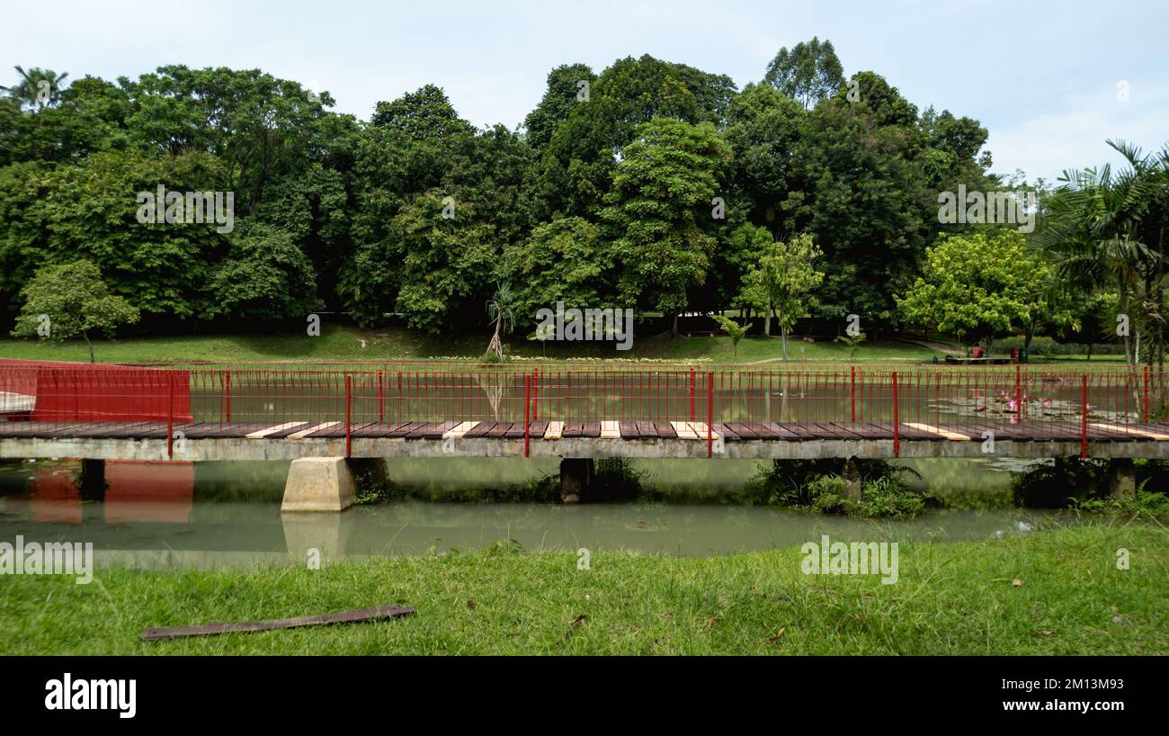 beautiful natural lanscape scenery, lake with wooden bridge, nature ...