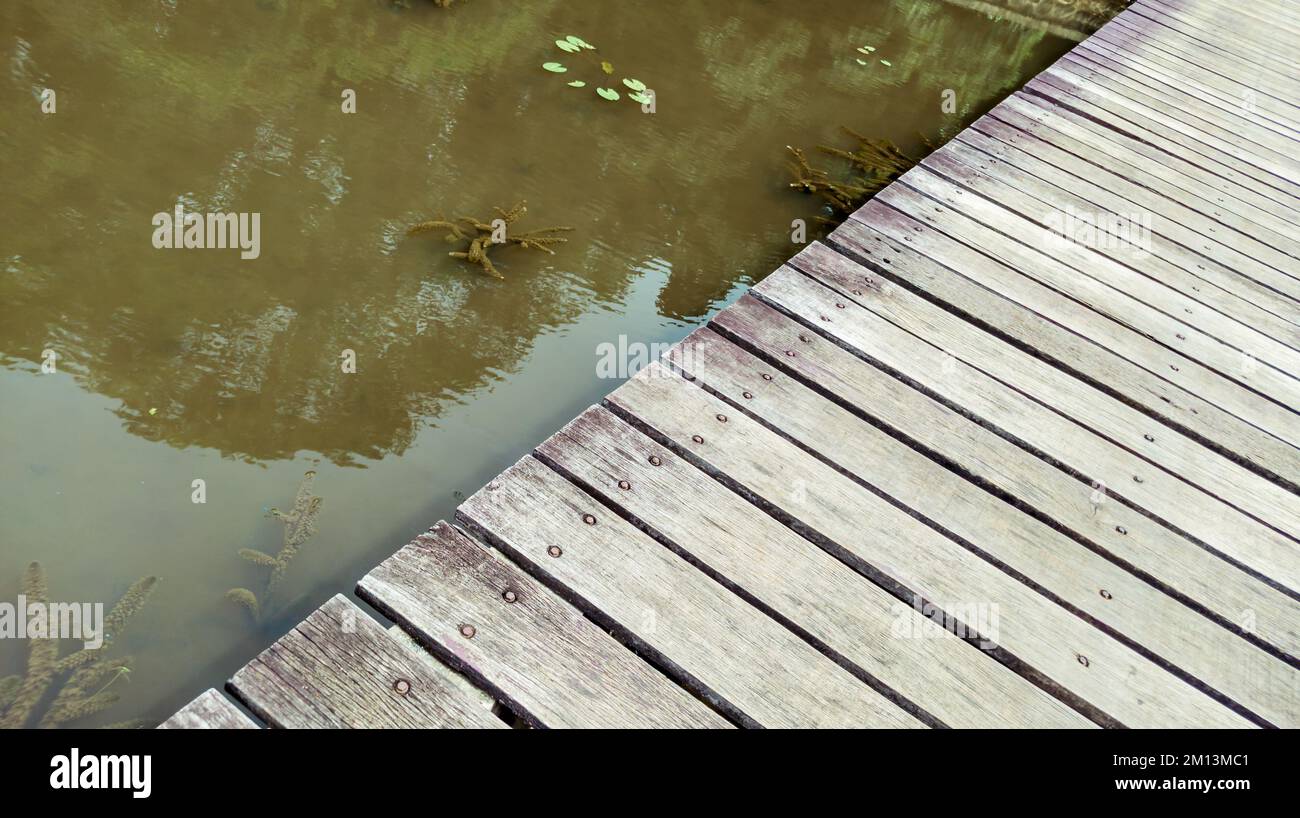 beautiful natural lanscape scenery, lake with wooden bridge, nature ...