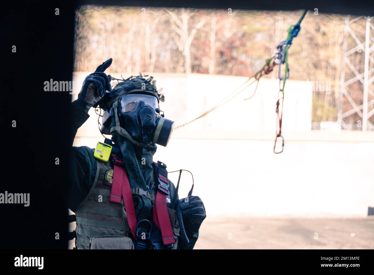 A U.S. Marine with Chemical Biological Incident Response Force (CBIRF ...