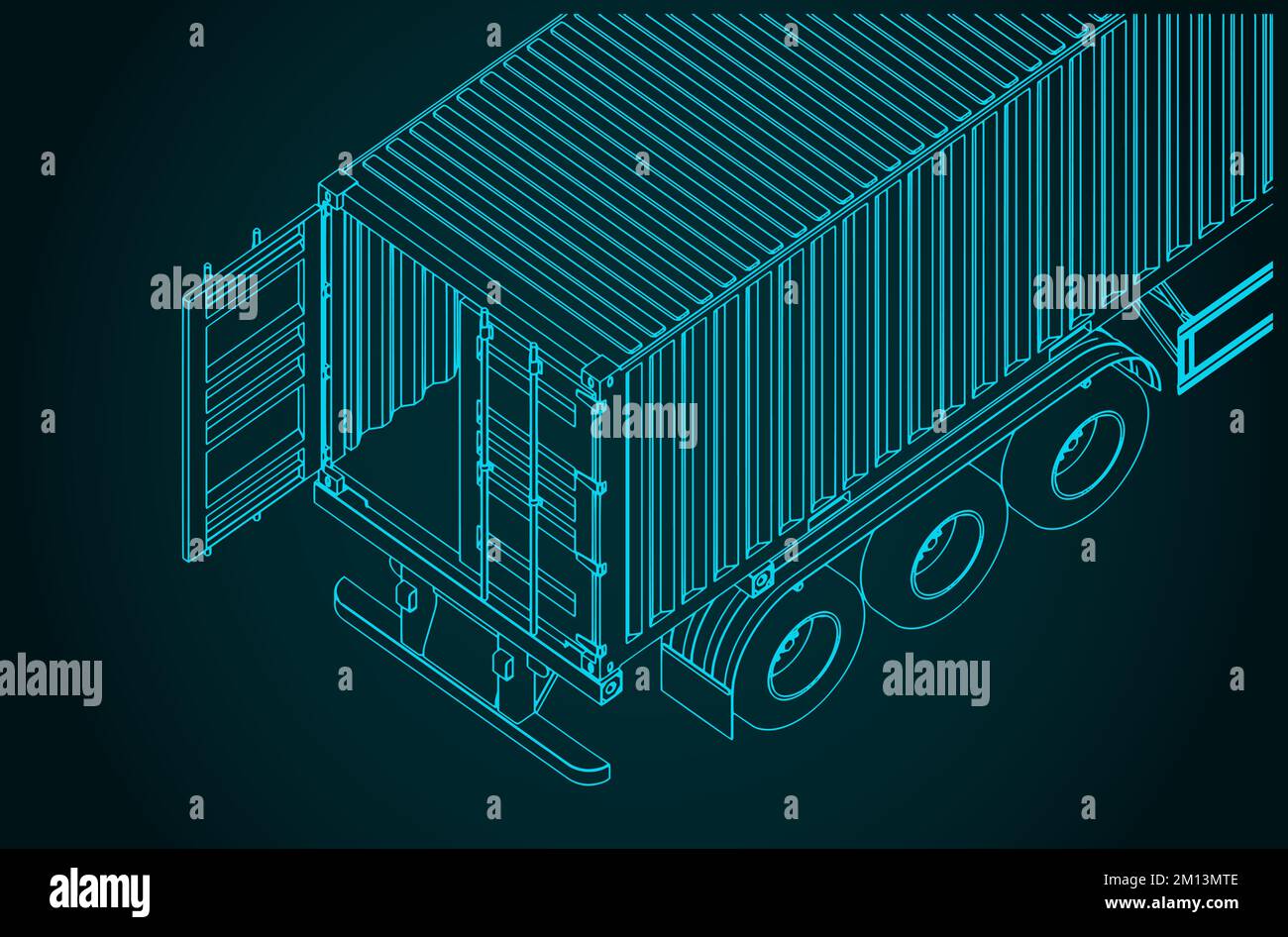 Stylized vector illustration of container trailer close-up Stock Vector ...