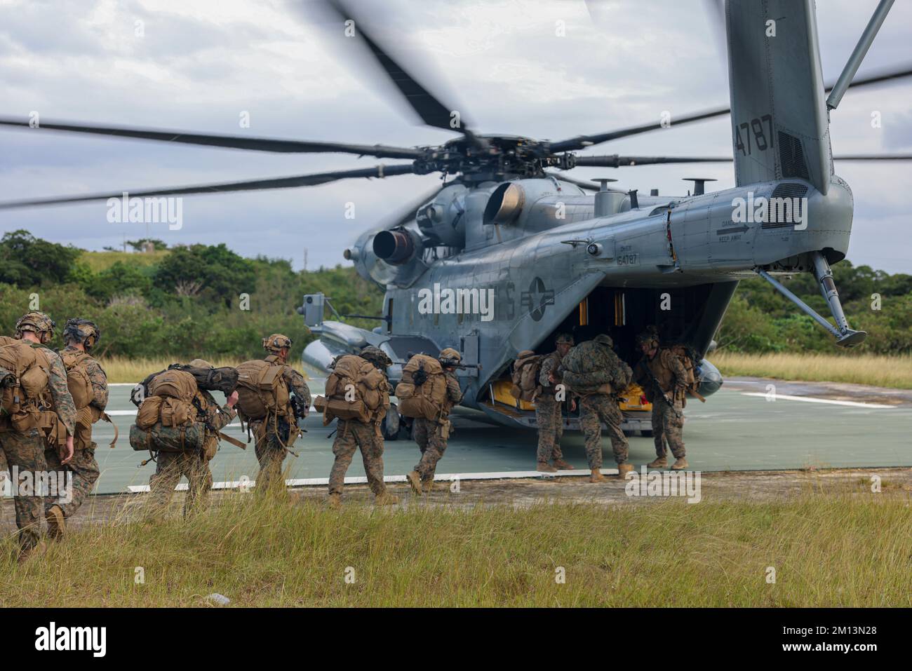 U.S. Marines with 1st Battalion, 2d Marines board a CH-53E Super ...