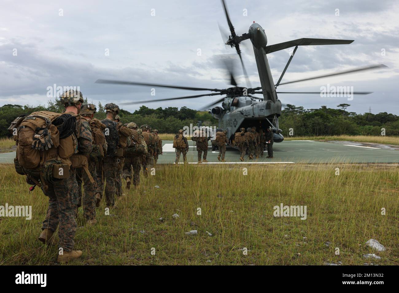 U.S. Marines with 1st Battalion, 2d Marines board a CH-53E Super ...