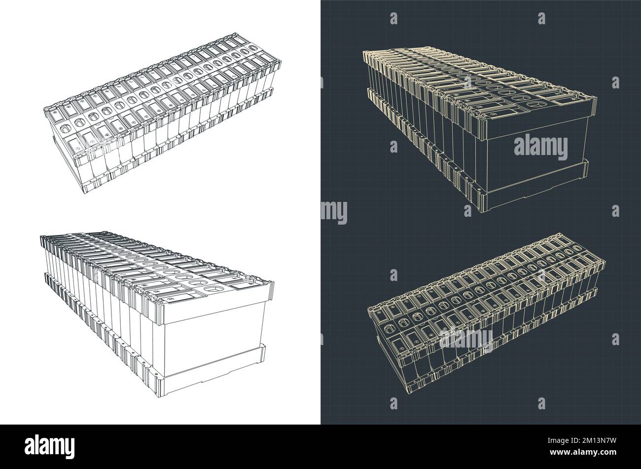 Stylized vector illustration of blueprints of battery module Stock ...