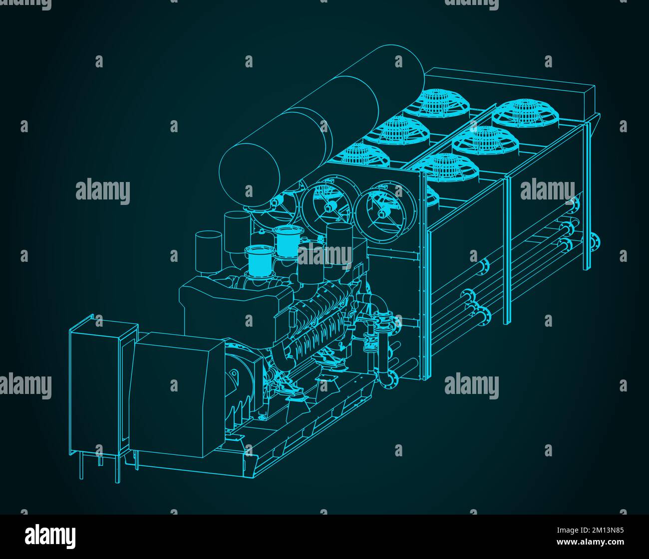Stylized vector illustration of a powerful diesel generator Stock ...