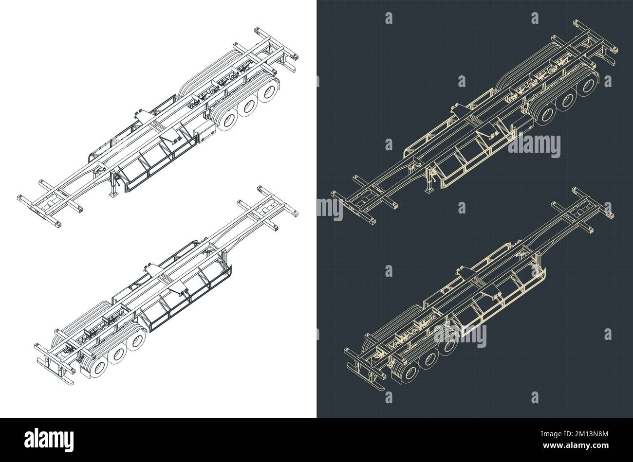 Stylized vector illustration of isometric blueprints of container ...