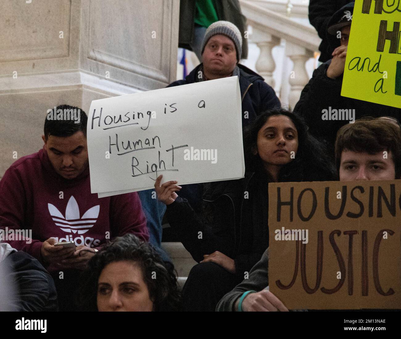 Providence, RI, USA. 09th Dec, 2022. Homeless encampment and protest ...
