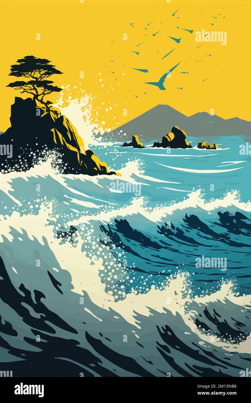 Water rocks drawing hi-res stock photography and images - Alamy