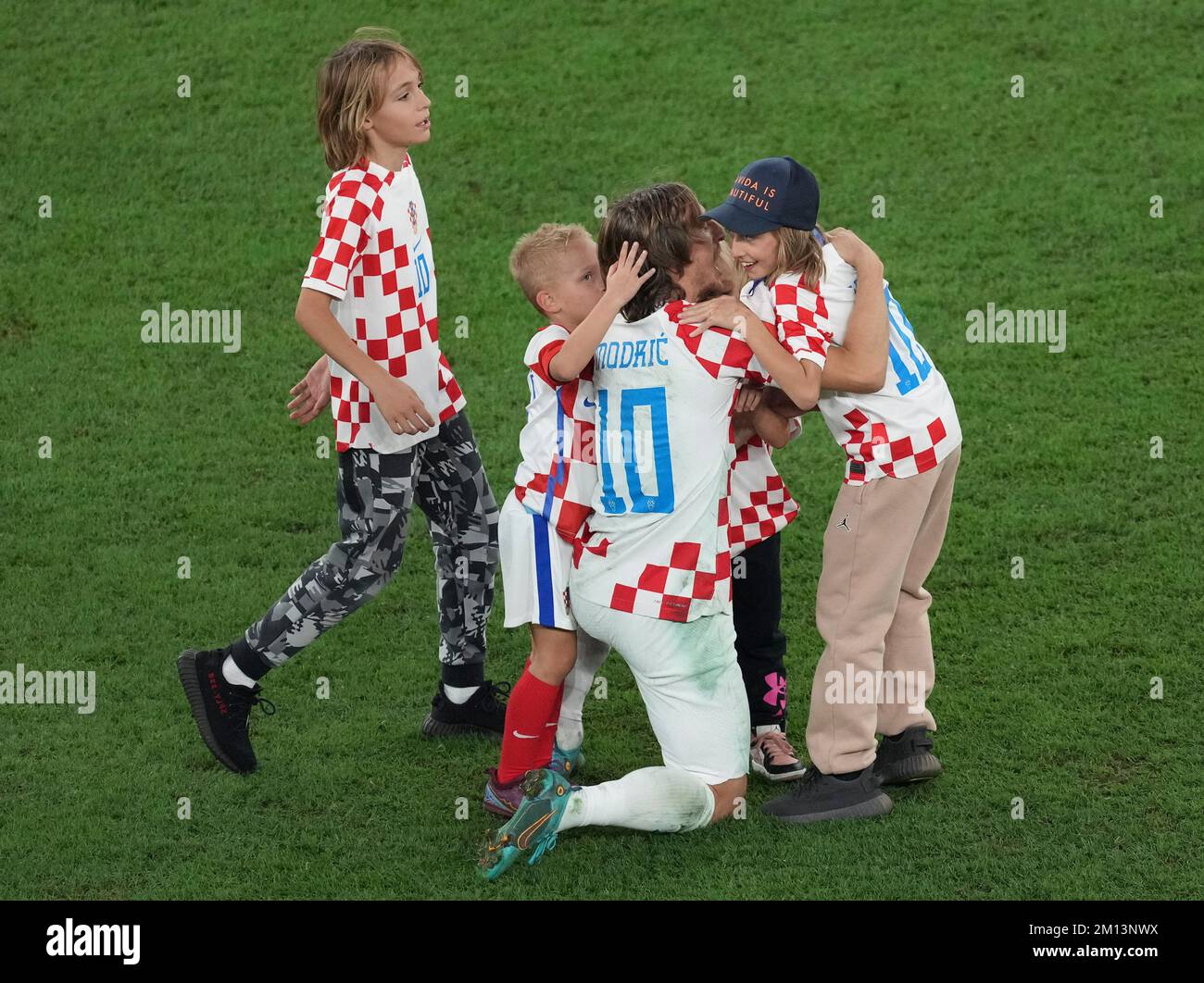 Al Rayyan, Qatar. 9th Dec, 2022. Luka Modric (3rd L) of Croatia ...