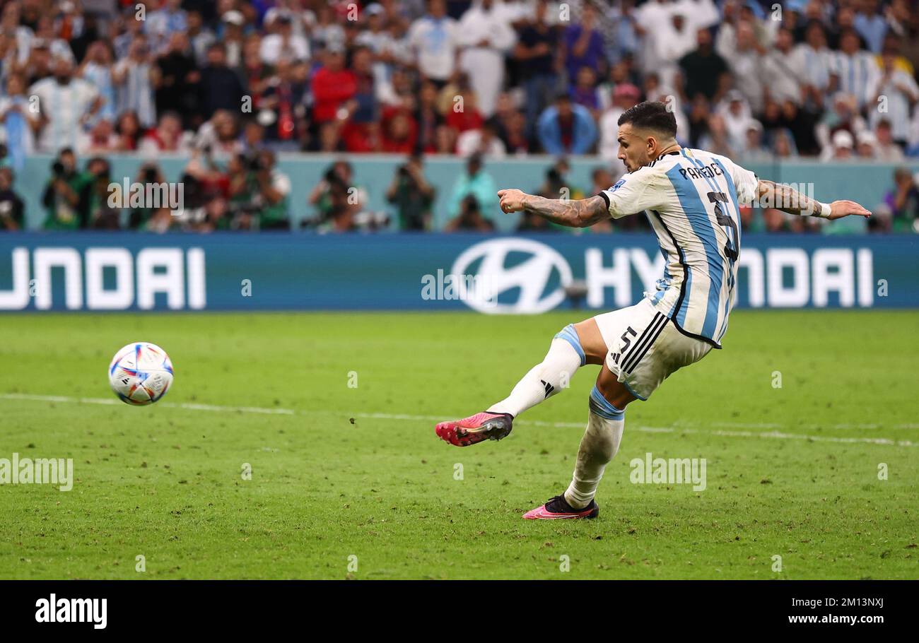 Doha, Qatar, 9th December 2022. Leandro Paredes of Argentina scores in ...