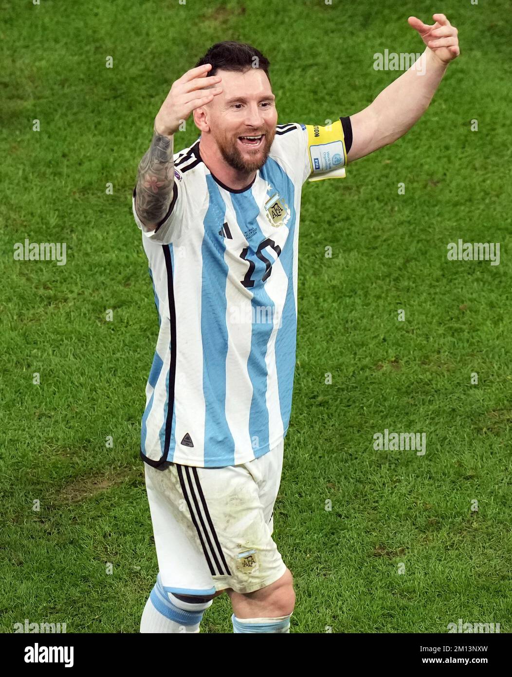 Argentina's Lionel Messi celebrates his sides victory in the penalty ...