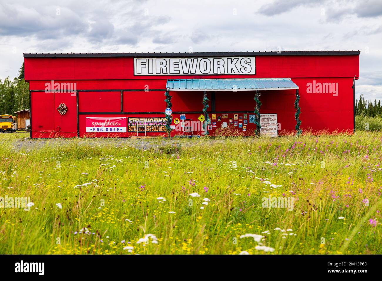 Fireworks shop; Highway 4; Glenallen; Alaska; USA Stock Photo - Alamy