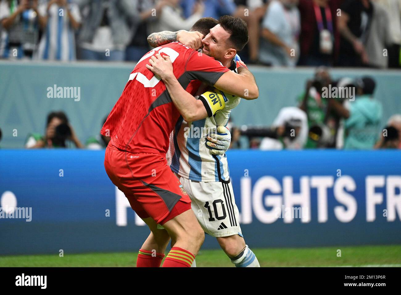 final jubilation Lionel MESSI (ARG) with goalwart MARTINEZ Emiliano ...