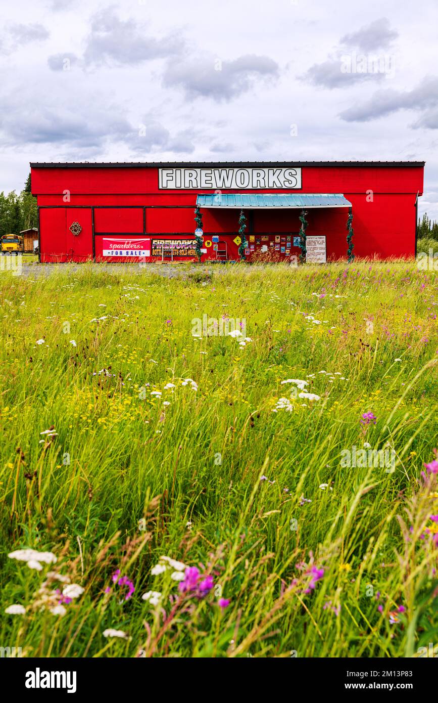 Fireworks shop; Highway 4; Glenallen; Alaska; USA Stock Photo - Alamy