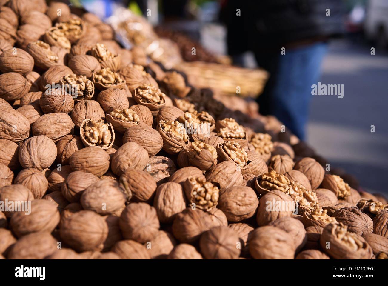 Natural Walnuts with shell background pattern texture. Background of ...