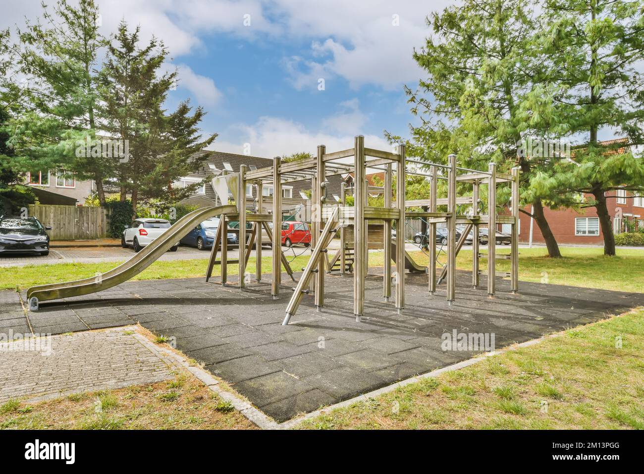 Wooden playground slide in hi-res stock photography and images - Alamy