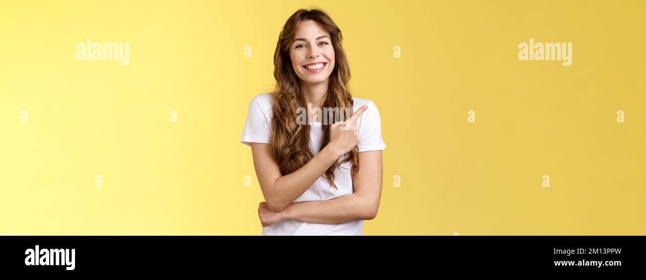 Cheerful charismatic good-looking gentle girl laughing silly amused ...