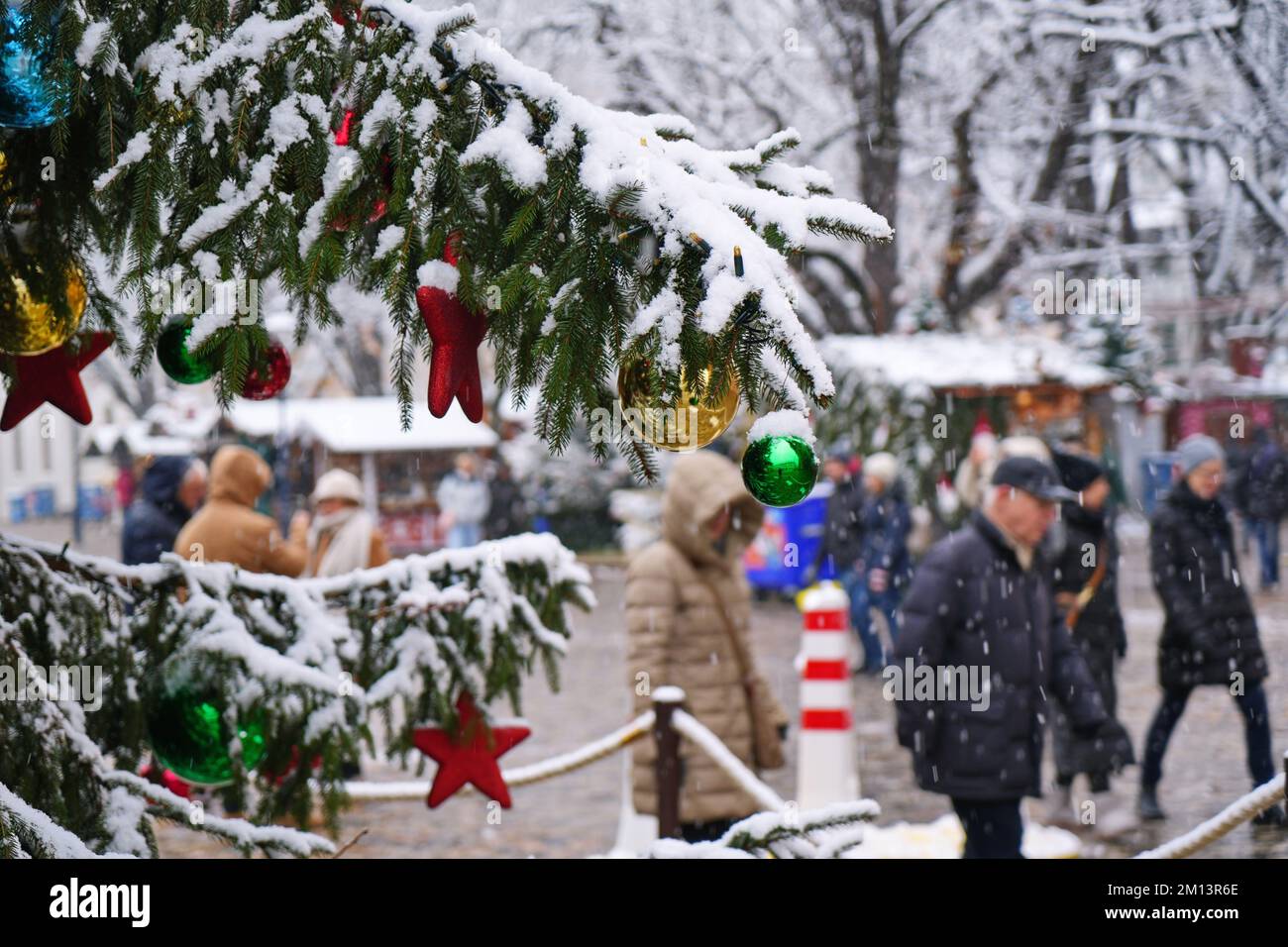 Christmas market decoration as a symbol of winter holidays and the New ...