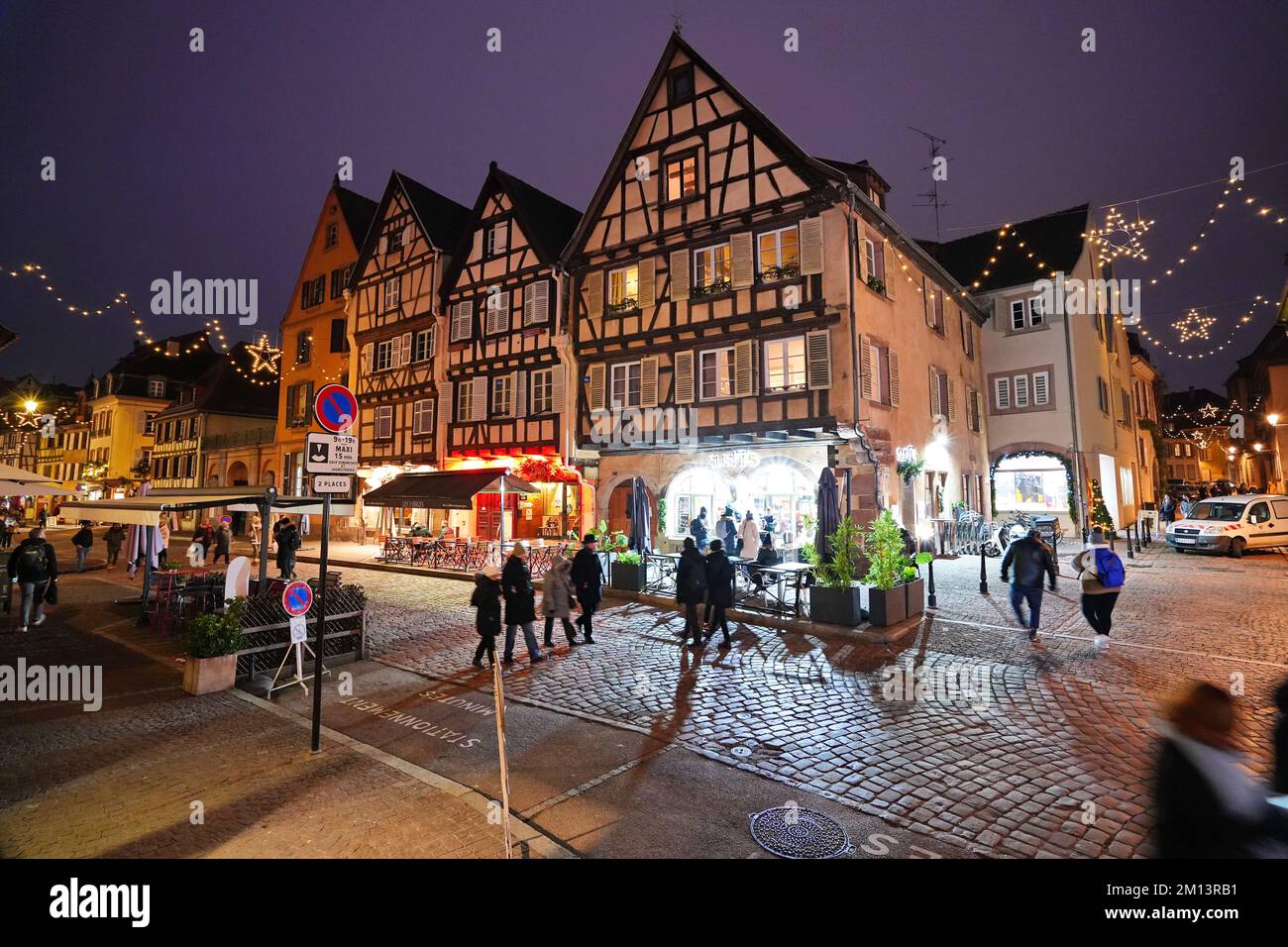 Traditional old half-timbered houses in the historic city of Colmar ...