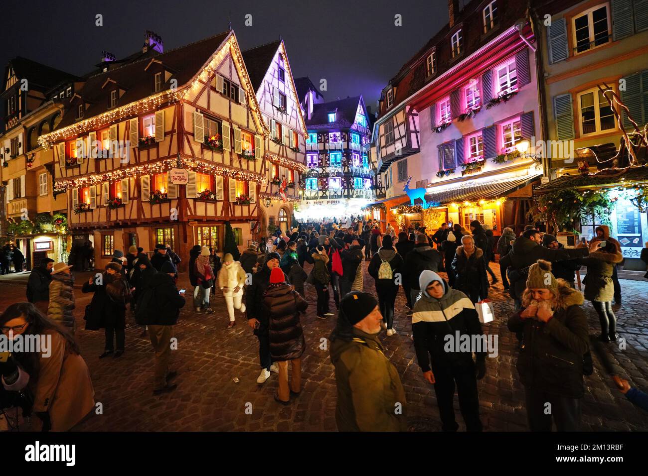 Traditional old half-timbered houses in the historic city of Colmar ...