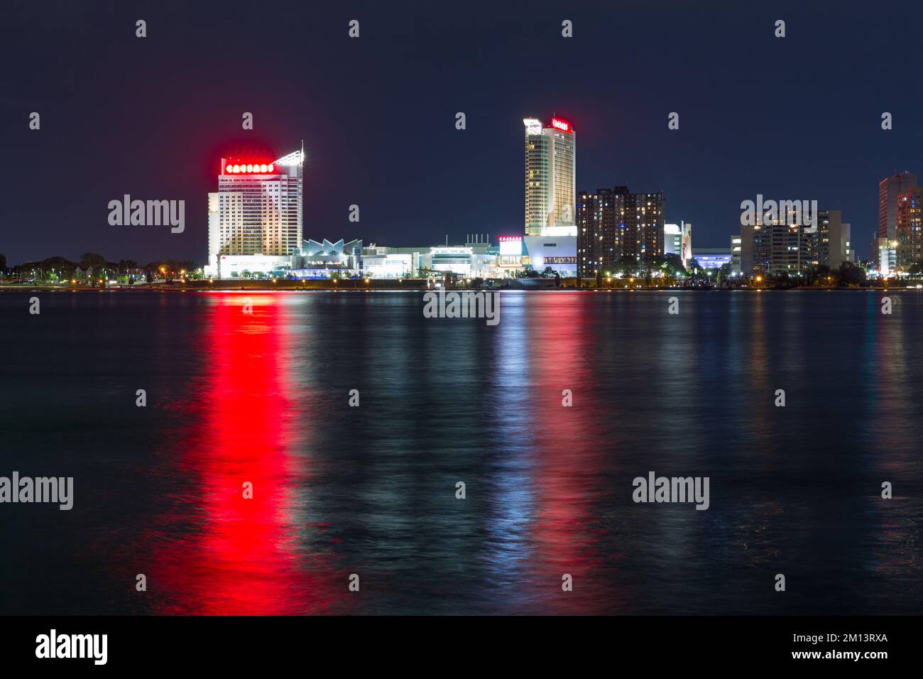 A night view of Caesar's Windsor Hotel and Casino in Windsor, Ontario ...