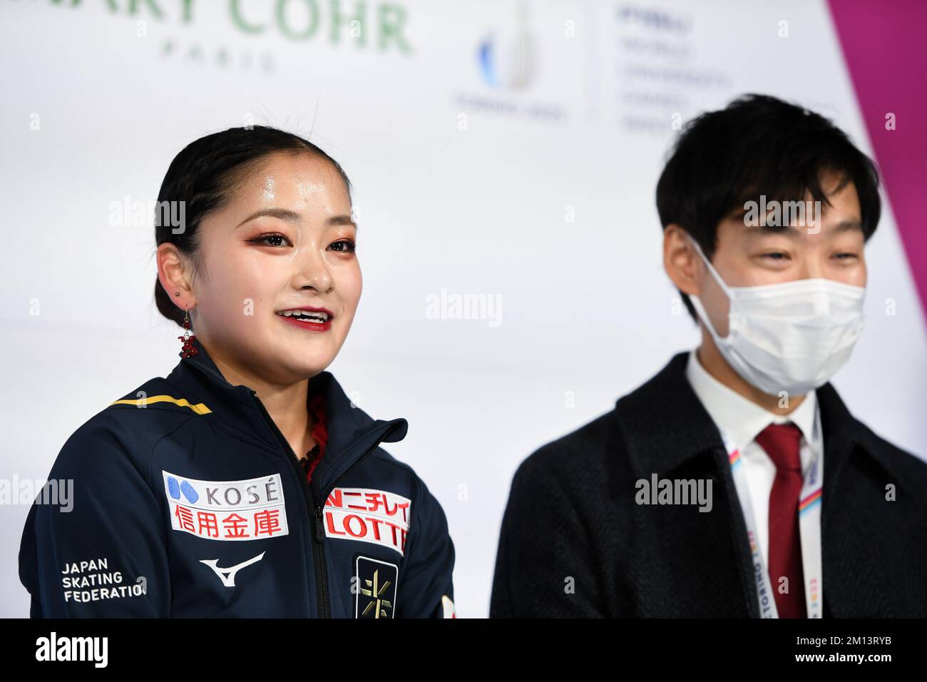 Rinka WATANABE (JPN), at Kiss & Cry, during Senior Women Short Program ...