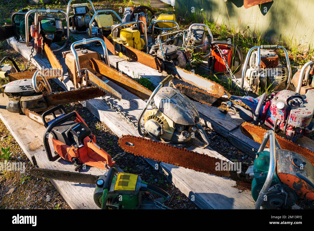 Historic chainsaws & logging & mining tools; Discovery Yukon Lodge & RV ...
