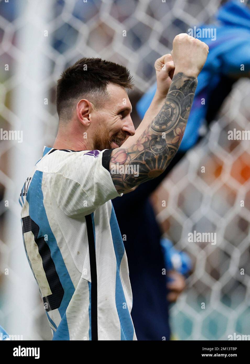 Lusail, Qatar. 9th Dec, 2022. Lionel Messi of Argentina celebrates ...