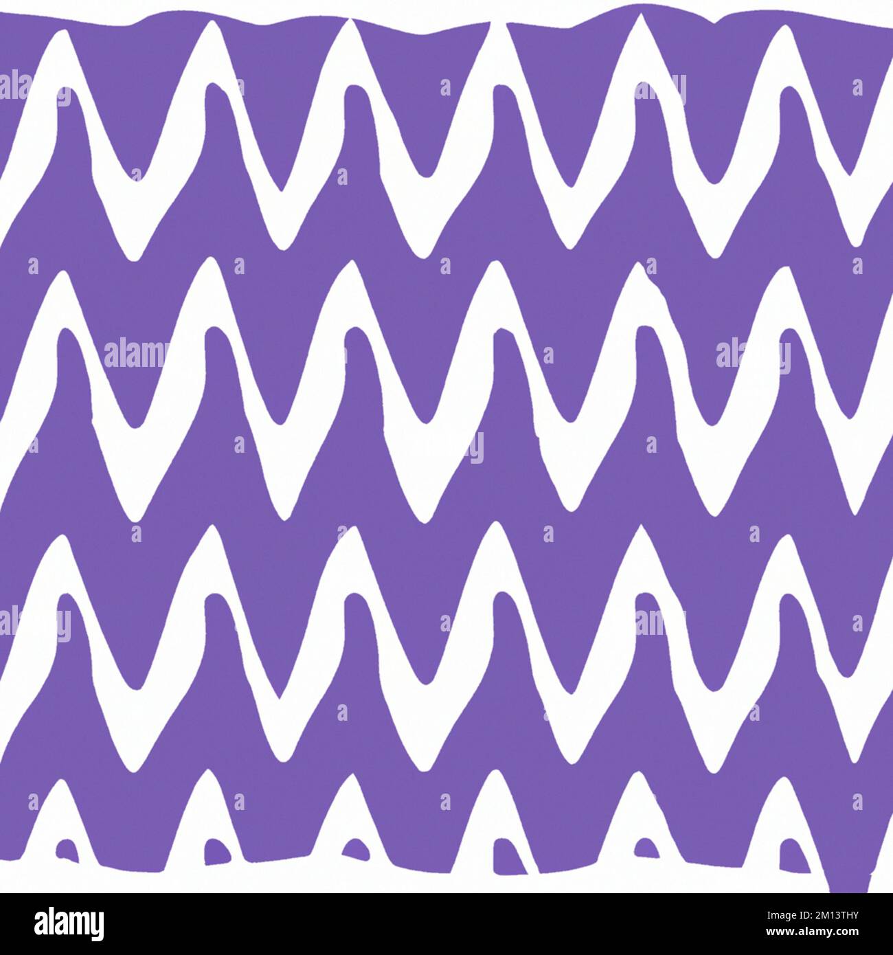 A fashionable fabric swatch illustration with a seamless pattern of purple zigzag waves on white ...