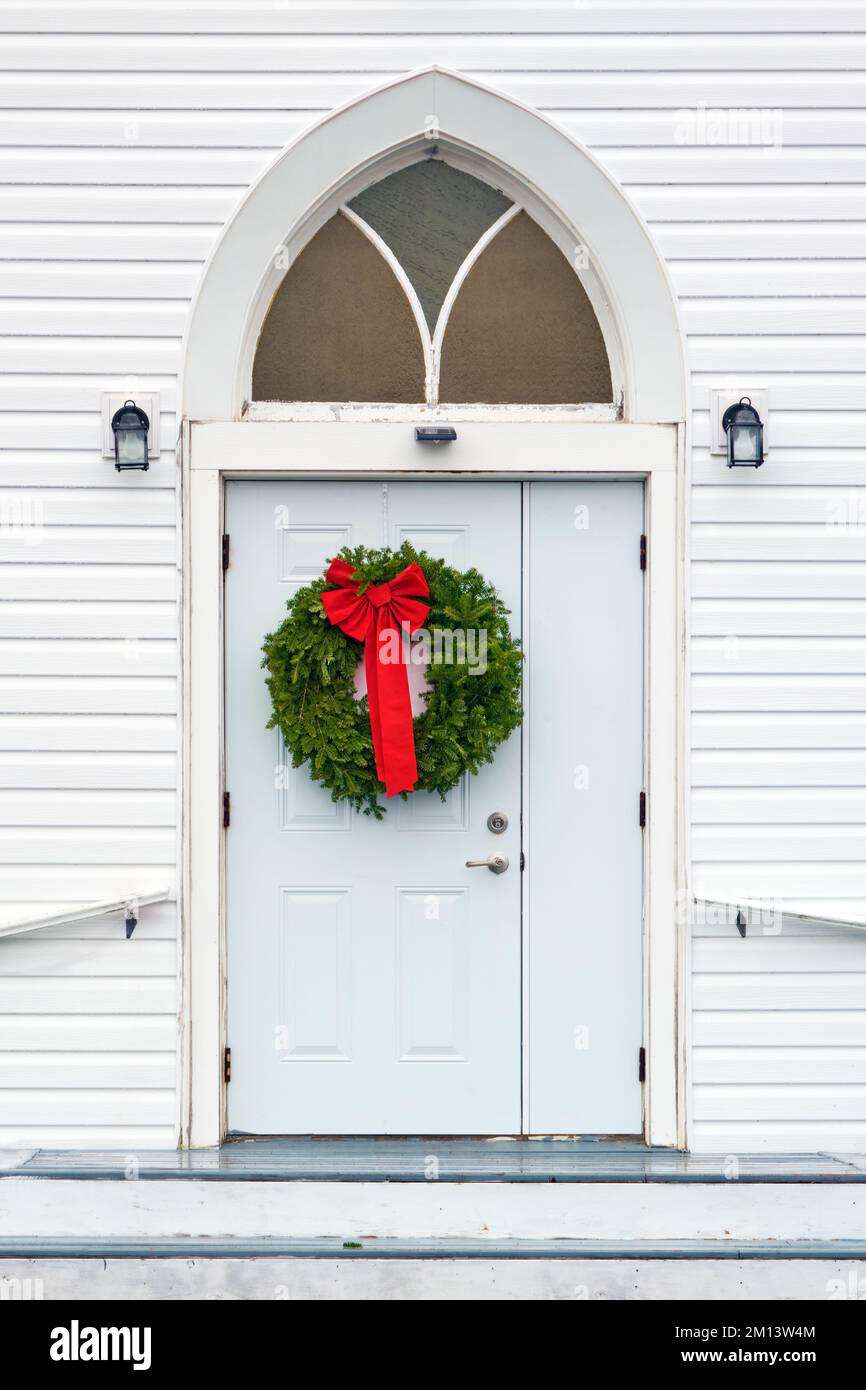 Beautiful home made Christmas wreath constructed of fresh spruce boughs ...