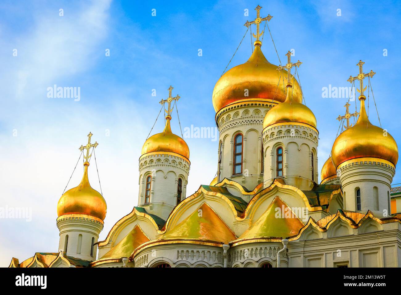 Golden domes of the Russian Church inside Kremlin, Moscow, Russia Stock ...