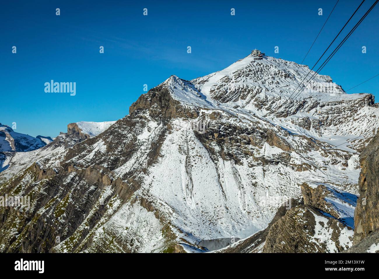 Top of the Schilthorn and view of Bernese Swiss alps, Switzerland Stock ...