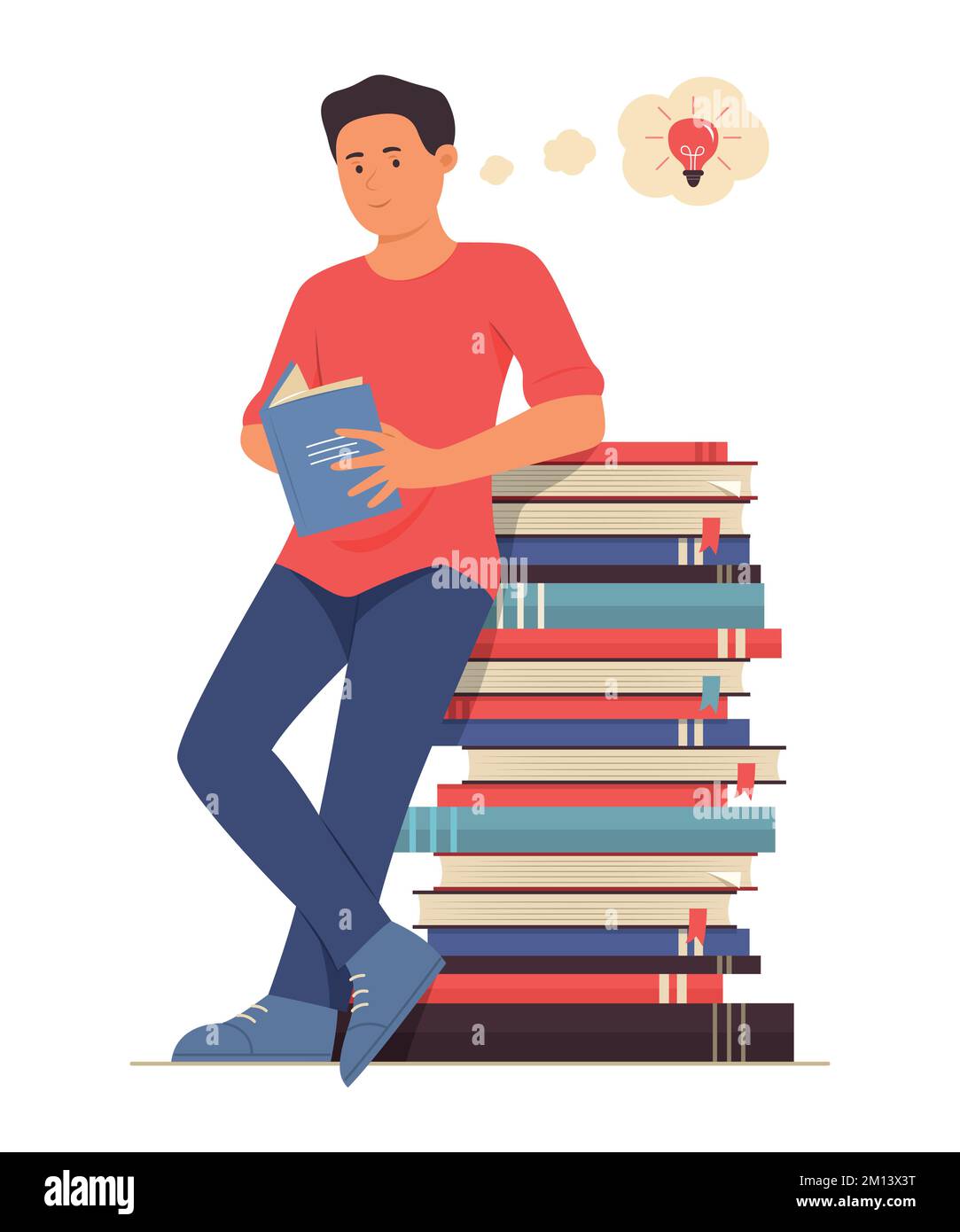 Illustration male teen reading book hi-res stock photography and images ...