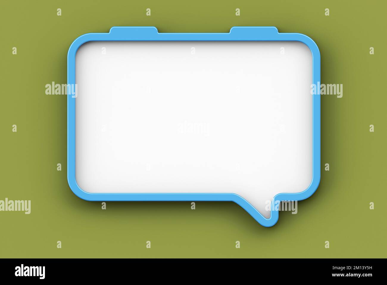 Abstract light blue square frame on green background, Speech bubble ...
