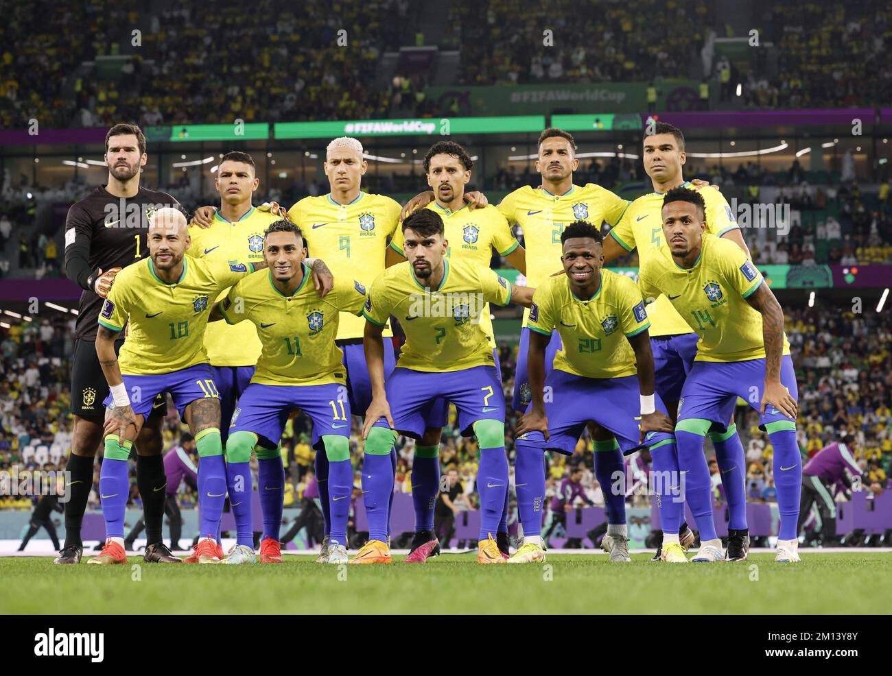 Brazil's starting XI pose for a team photo ahead of a World Cup ...