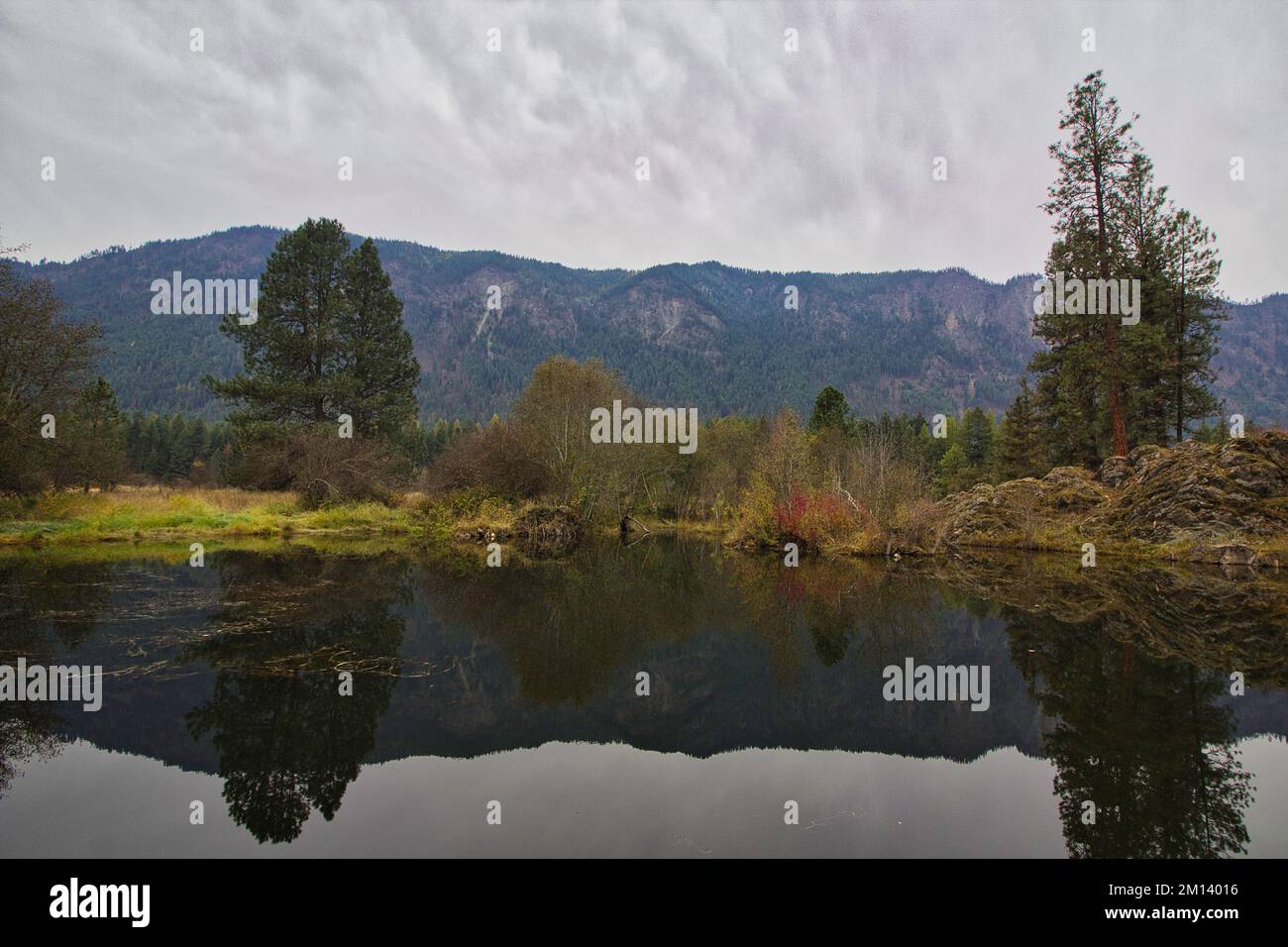 Fishing pond at Thompson Falls State Park Stock Photo - Alamy