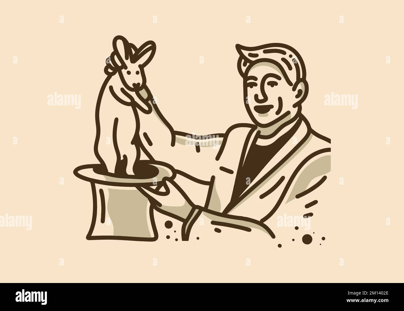 Vintage art illustration of magician and rabbit Stock Vector Image ...