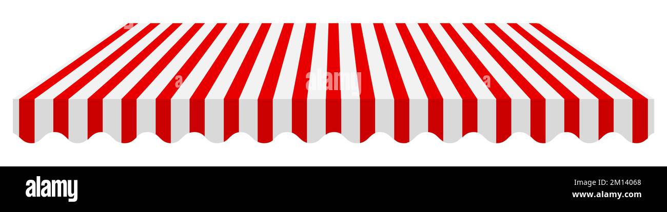 Striped red awning, realistic mockup. Tent roof, template for design ...