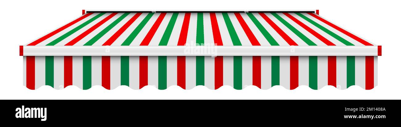 Striped awning in italy flag colors. Italian cafe, restaurant, store ...