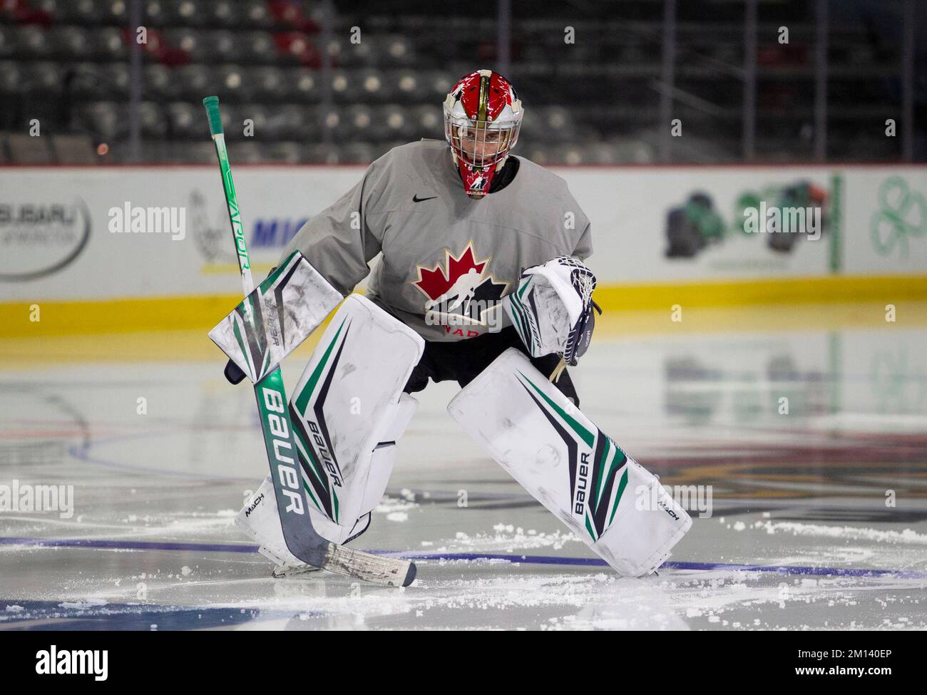 Goaltender Thomas Milic works on drills during the Canadian World ...