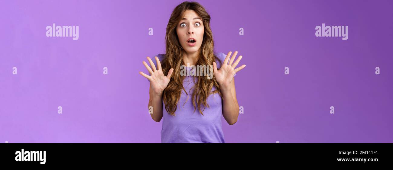 Ambushed Shocked Girl Gasping Not Expect Friend Jump Out Corner Raise