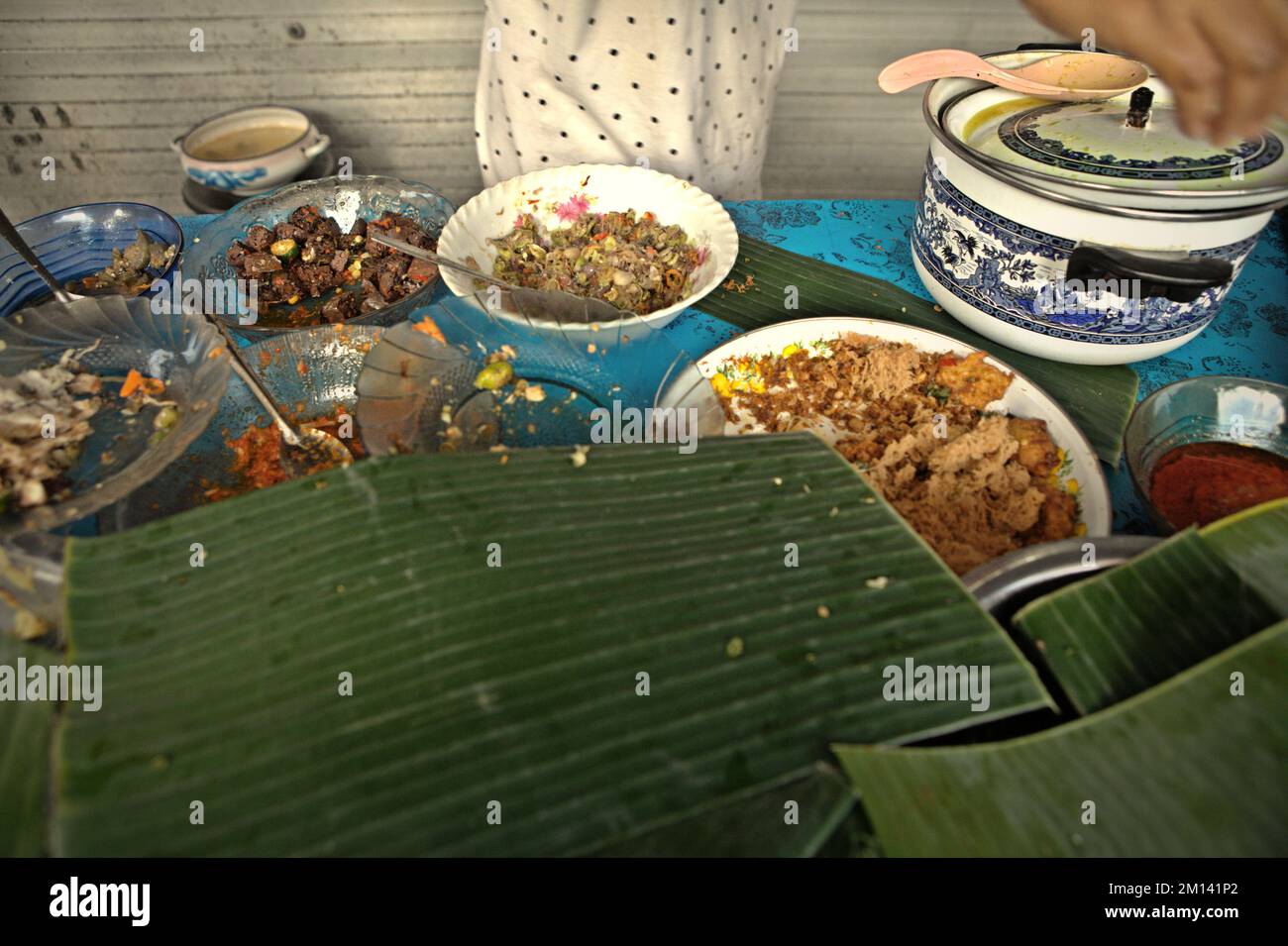 Traditional food at a street-side food vendor Klungkung, Bali ...