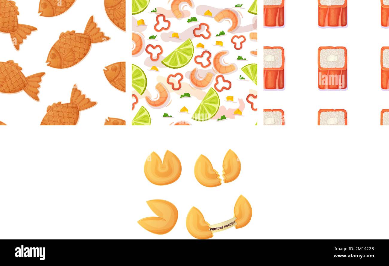 Chinese fortune telling cookies. Asian food illustration isolated on ...