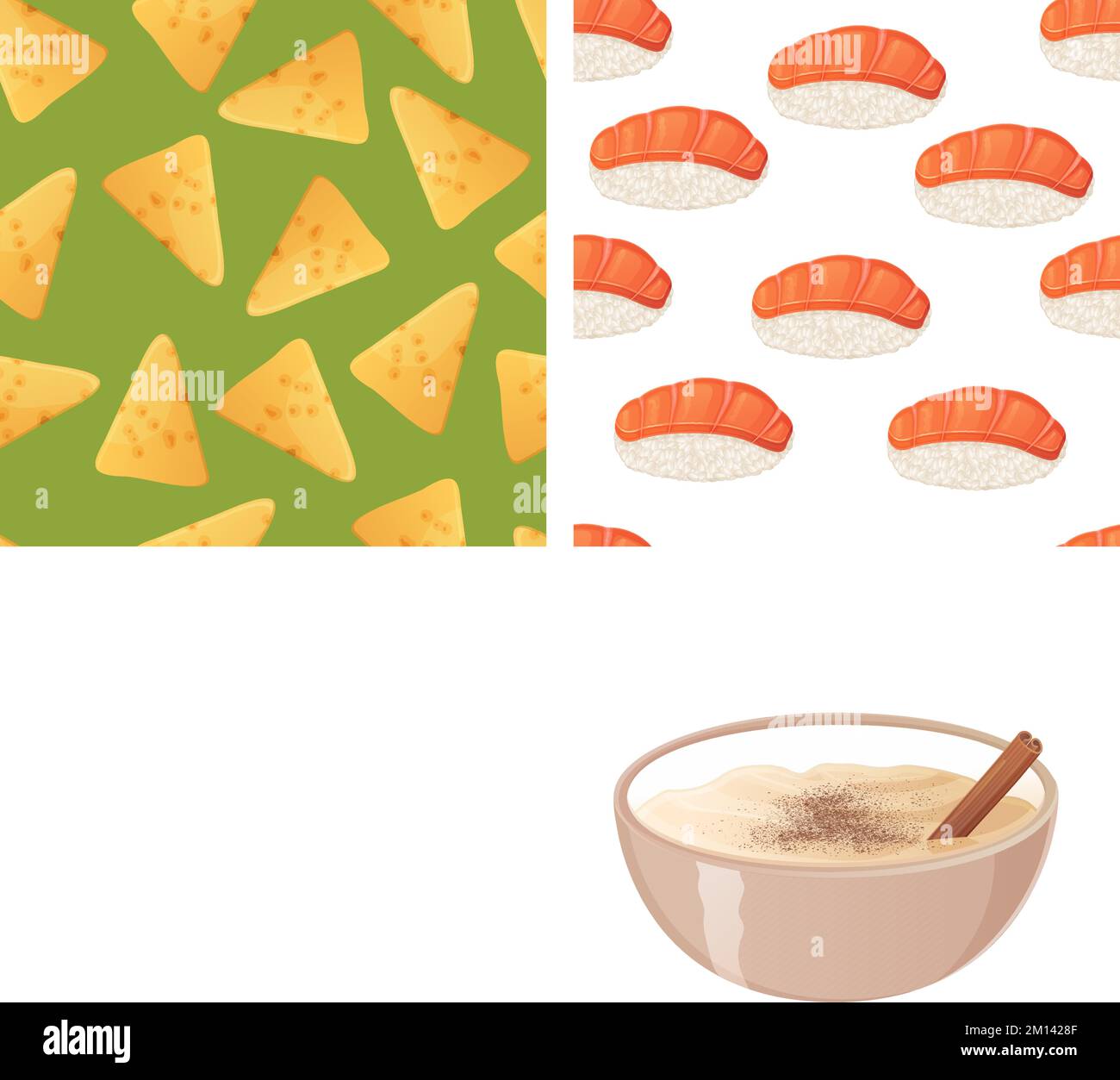 Asian dessert Manjar blanco with cinnamon stick. Food illustration ...