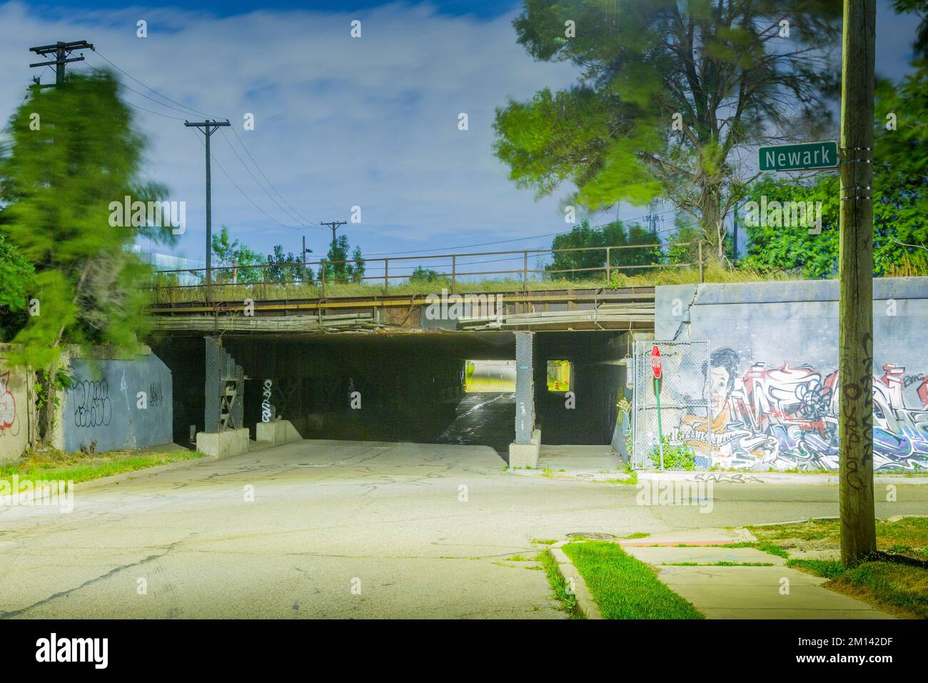 A night view of 20th Street at its intersection with Newark Street in ...
