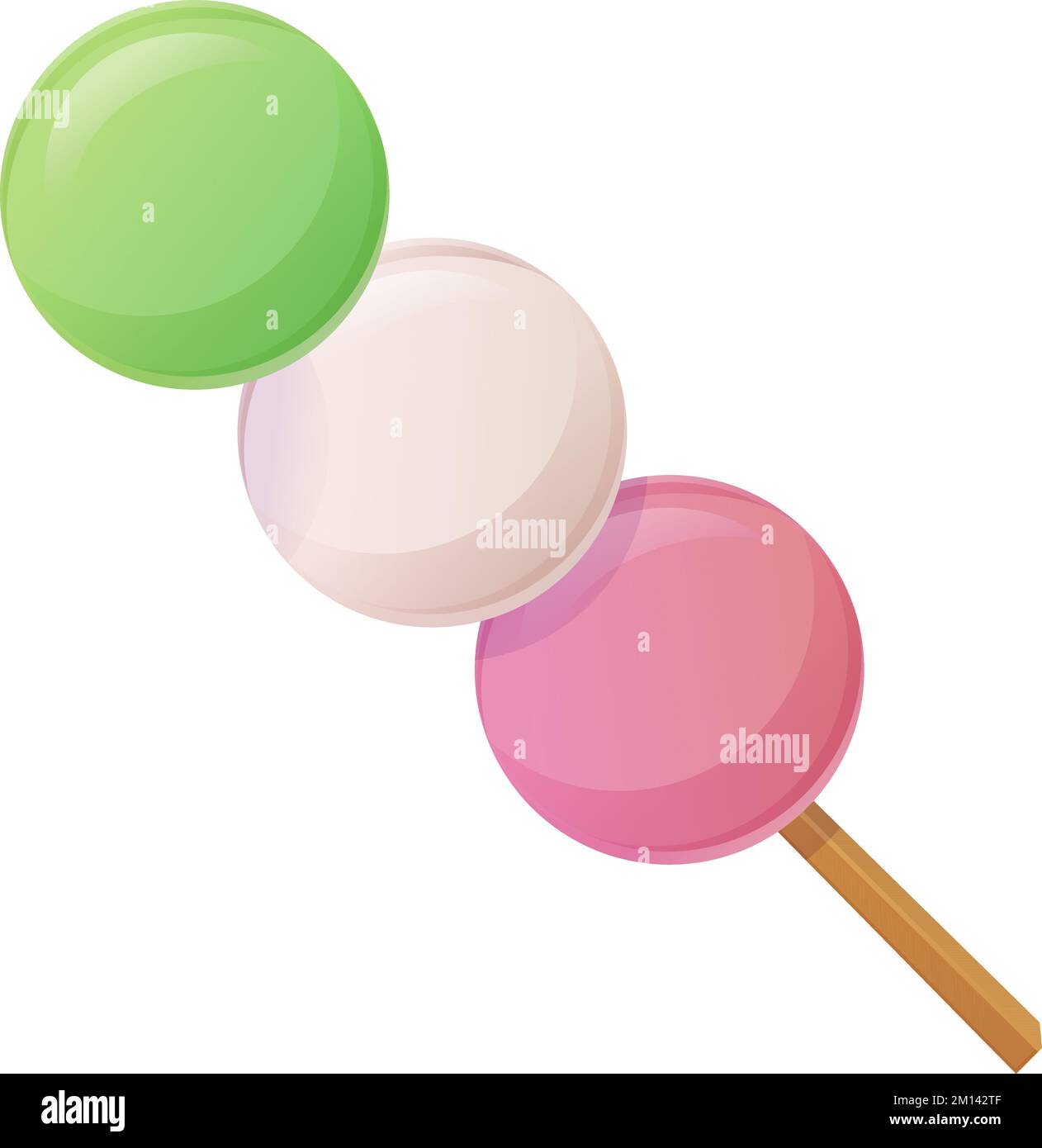 Japanese three Dango on a skewer. Asian food illustration isolated on ...
