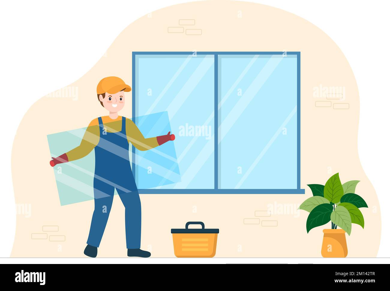Window and Door Installation Service with Worker for Home Repair and ...