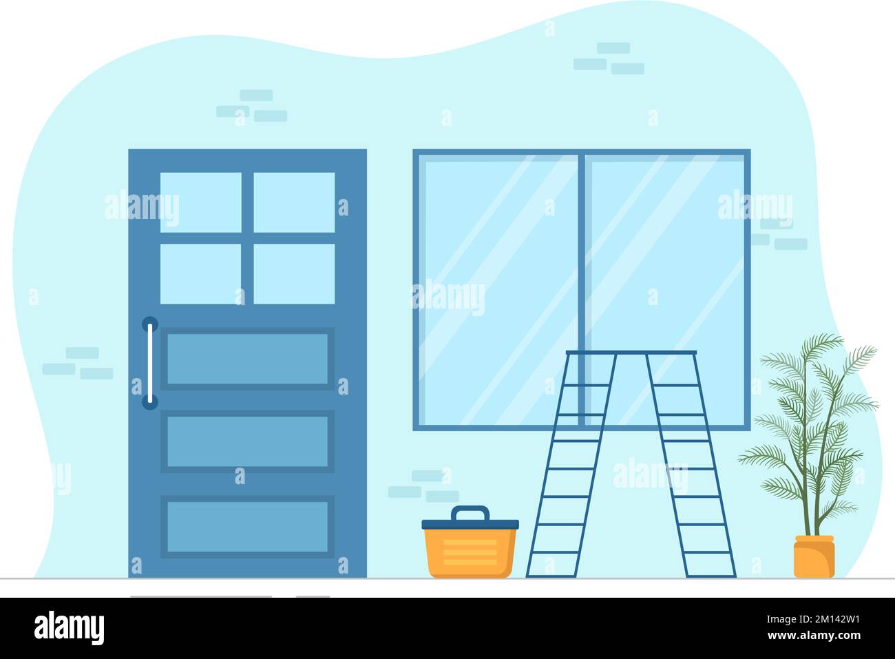 Window and Door Installation Service with Worker for Home Repair and ...