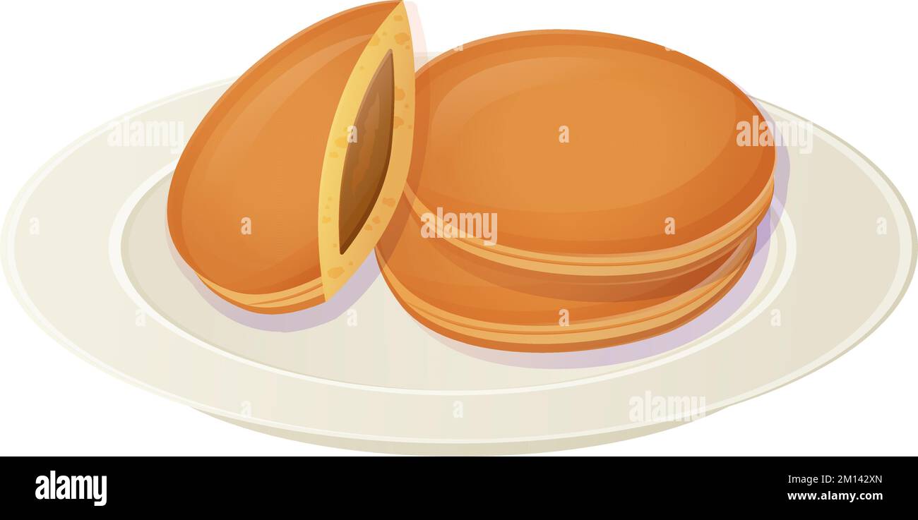 Japanese Dorayaki on a plate. Asian food illustration isolated on white ...