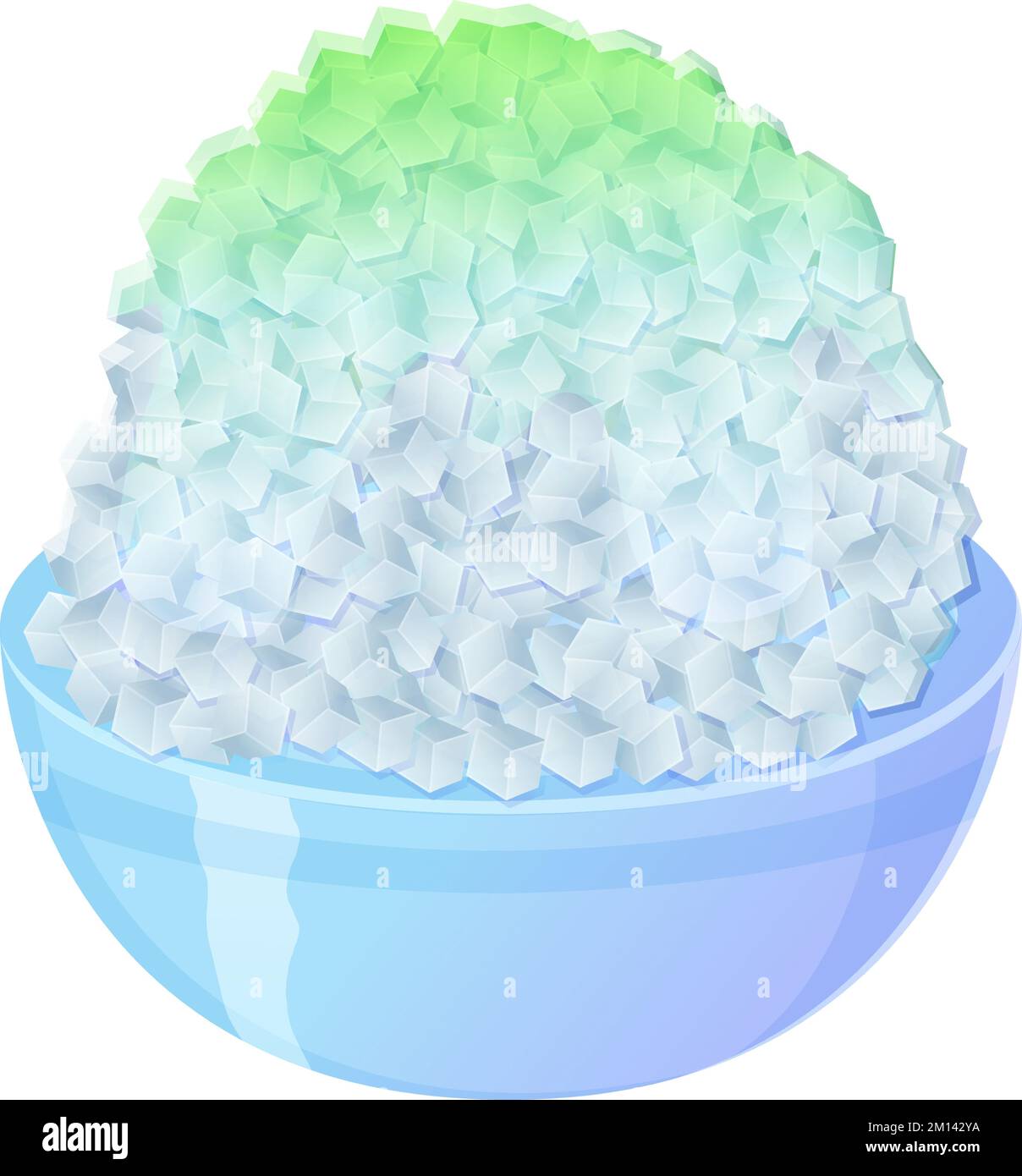 Japanese lime Shaved ice kikigori in a bowl. Asian food illustration in ...