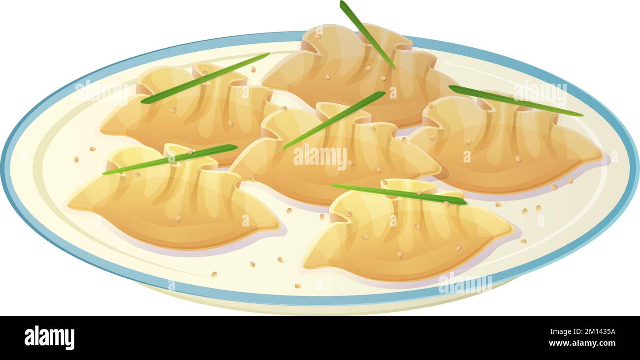 Chinese dumplings Jiaozi. Asian food illustration isolated on white in ...